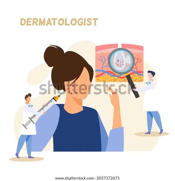 Dermatologist Concept 2 Doctors Holding Syringe Stock Vector (Royalty ...