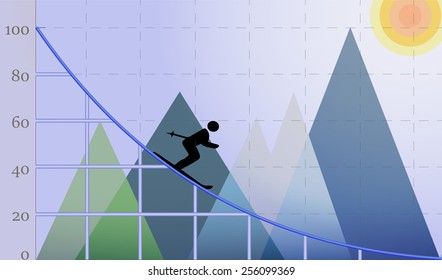 Mountain Climber On Graph Conquer New Stock Vector (Royalty Free) 254032789