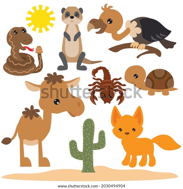 Desert Animals Vector Cartoon Illustration Stock Vector (Royalty Free ...