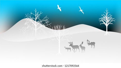 Desert Banner Deer Tree Vector Stock Vector (Royalty Free) 1217092564 ...