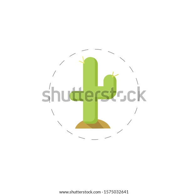 Desert Cactus Flat Clipart Icon Desert Stock Vector (Royalty Free ...