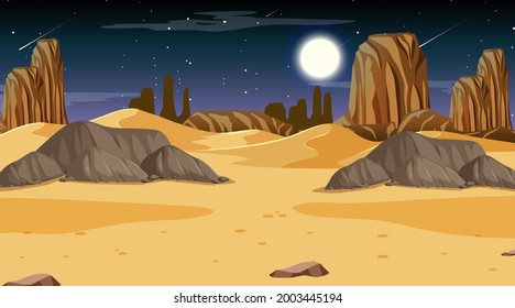 Desert Forest Landscape Night Scene Illustration Stock Vector (Royalty ...