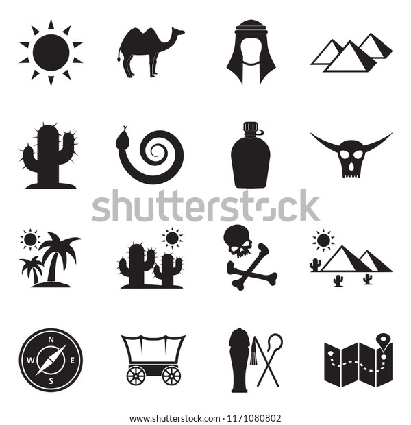 Desert Icons Black Flat Design Vector Stock Vector (Royalty Free ...
