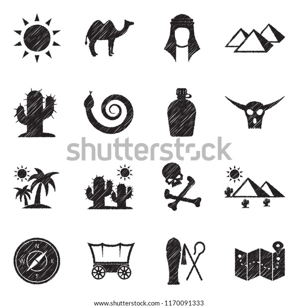 Desert Icons Black Scribble Design Vector Stock Vector (Royalty Free ...
