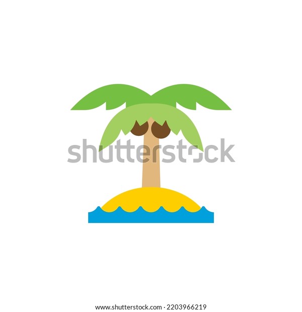 Desert Island Vector Palm Tree Beach Stock Vector (Royalty Free ...