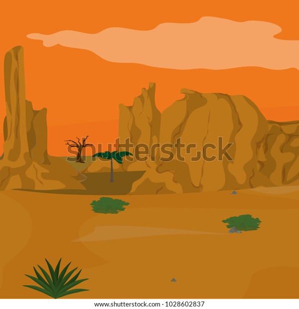 Desert Landscape Cartoon Stock Vector (Royalty Free) 1028602837 ...