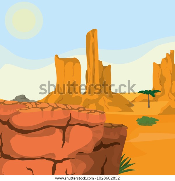 Desert Landscape Cartoon Stock Vector (Royalty Free) 1028602852 ...