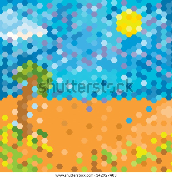 Desert Landscape Hexagon Pixel Art Vector Stock Vector (Royalty Free ...
