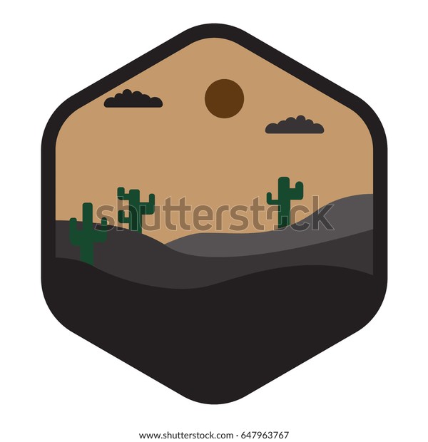 Desert Landscape Icon Vintage Stock Vector (Royalty Free) 647963767 ...