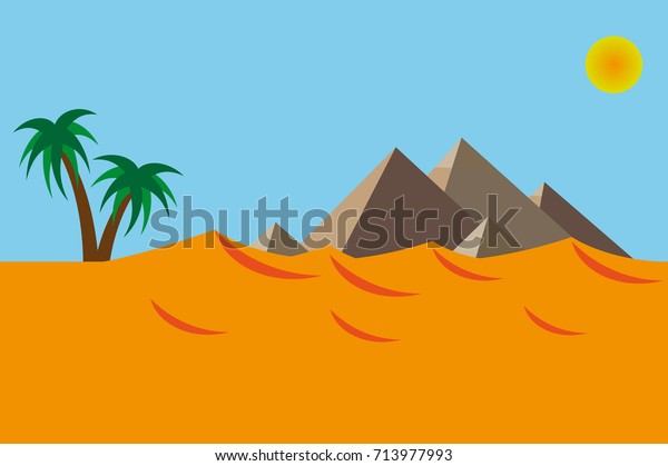 Desert Landscape Pyramid Flat Design Stock Vector (Royalty Free ...