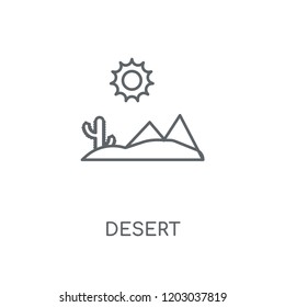 Desert Linear Icon Desert Concept Stroke Stock Vector (Royalty Free ...