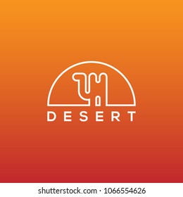 Desert Logo Design Template Sunset Silhouette Stock Vector (Royalty ...