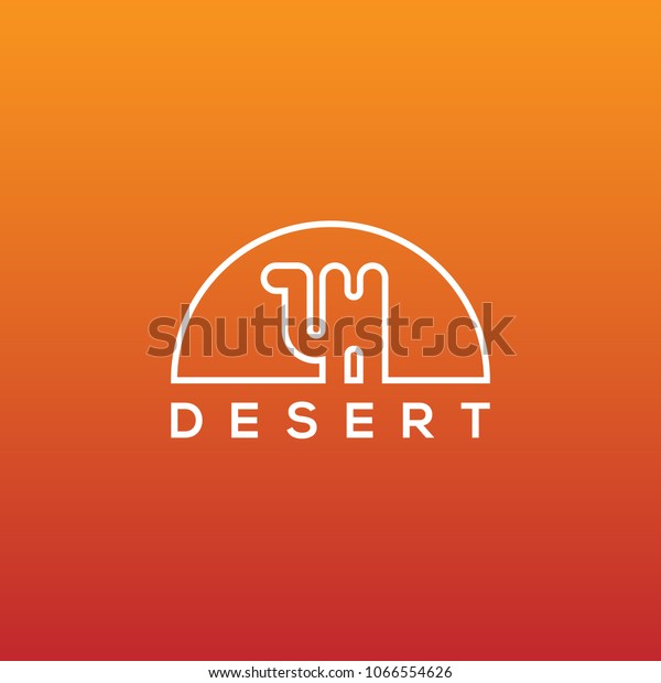 Desert Logo Design Template Sunset Silhouette Stock Vector (Royalty ...
