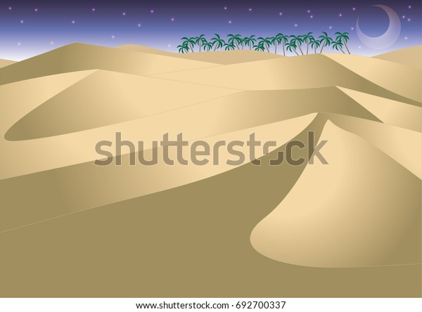 Desert Oasis Crescent Moon Vector Image Stock Vector (Royalty Free ...