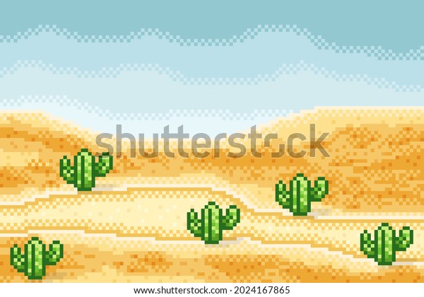Desert Pixel Art Vector Illustration Landscape Stock Vector (Royalty ...