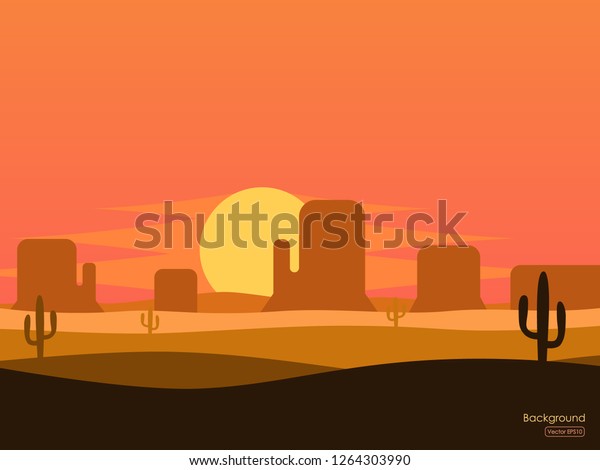 Desert Sunset Landscape Vector Background Minimal Stock Vector (Royalty ...