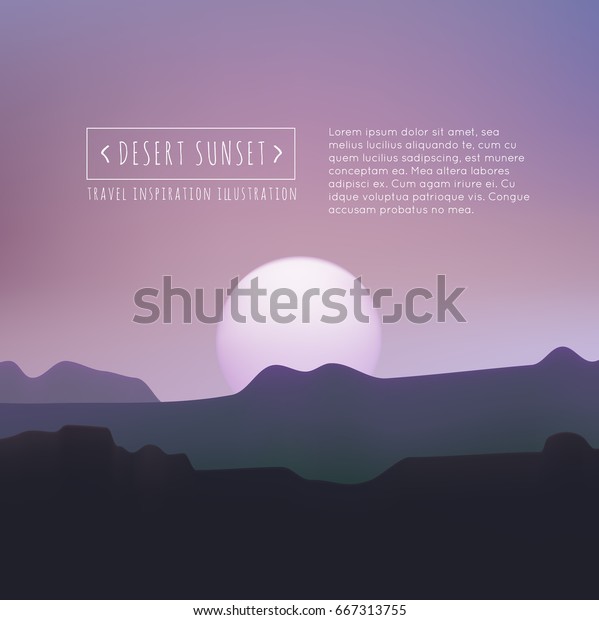 Desert Sunset Vector Illustration Stock Vector (Royalty Free) 667313755 ...