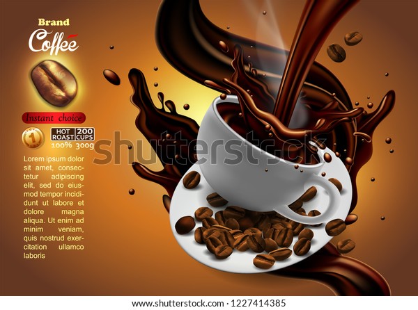 Design Advertising Coffee Cup Coffee Splash Stock Vector (Royalty Free ...