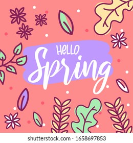Design Banner Spring Here Logo Card Stock Vector (Royalty Free ...