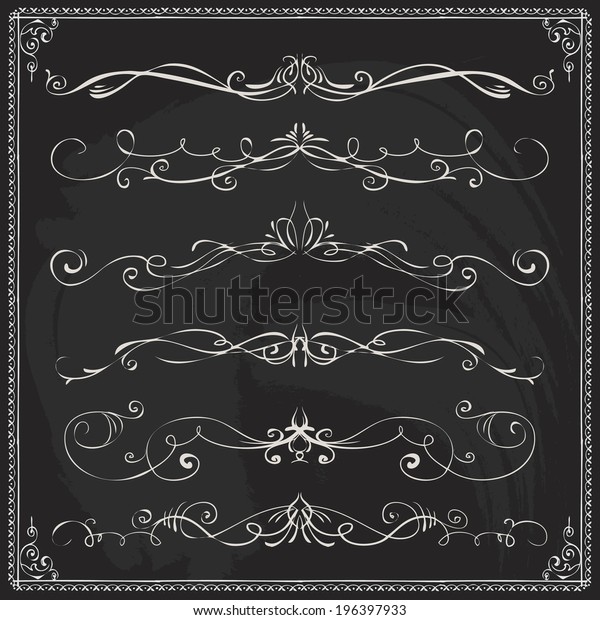 design chalkboard set of classic vector dividers on a chalkboard design ...