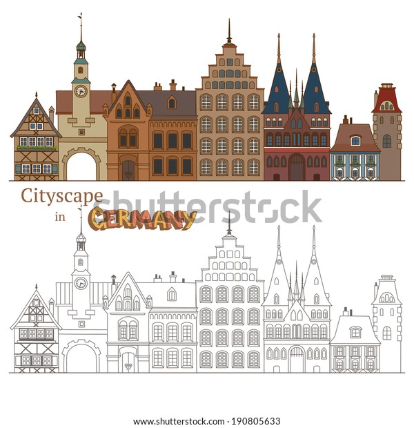 Design Cityscape Germany Typical German Architecture Stock Vector ...