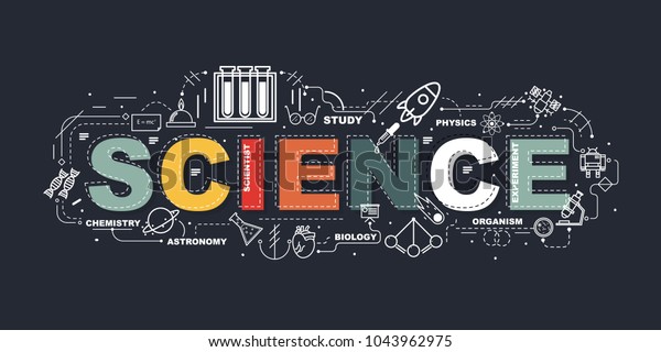 Design Concept Word Science Website Banner Stock Vector (Royalty Free ...