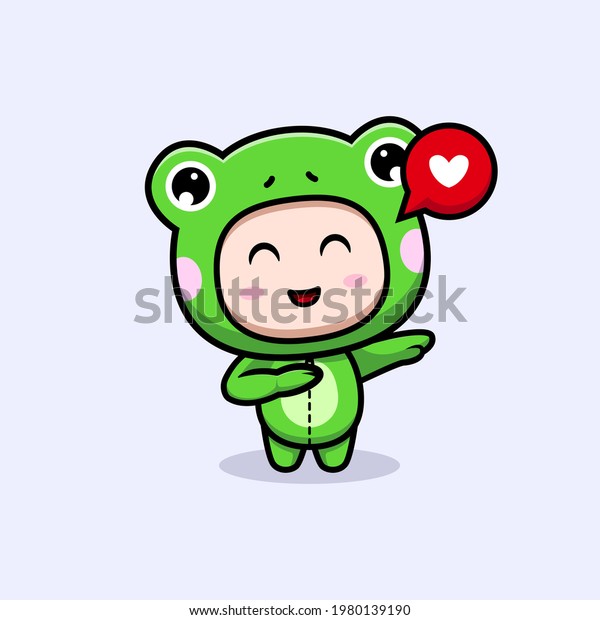 Design Cute Boy Wearing Frog Costume Stock Vector (Royalty Free ...
