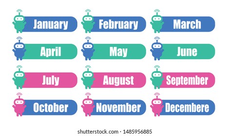 Design Cute Smart Robot Monthly Calendar Stock Vector (Royalty Free ...