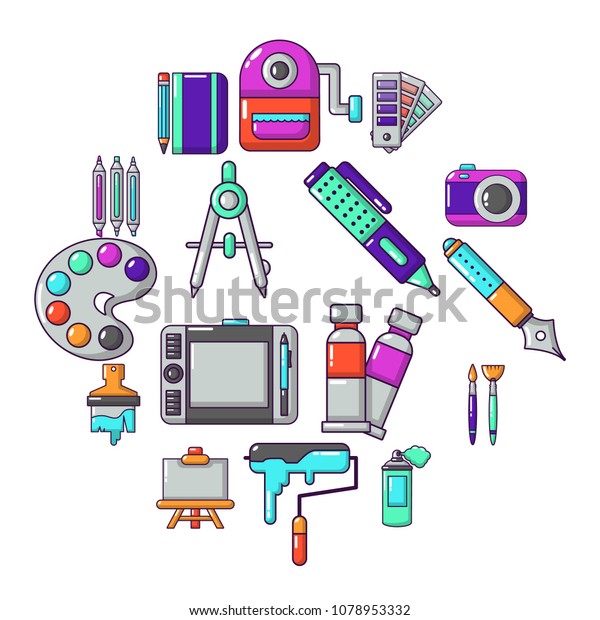 Design Drawing Tools Set Cartoon Illustration Stock Vector (Royalty ...