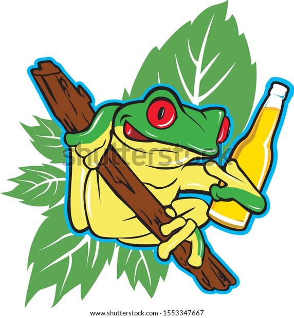 Design Drunken Frog Beer Printing Web Stock Vector (Royalty Free ...
