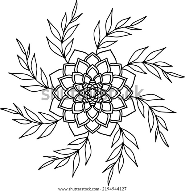 Design Flower Outline Element Coloring Page Stock Vector (Royalty Free ...