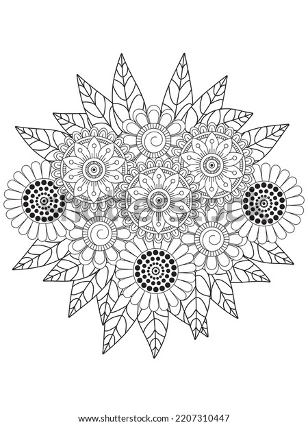 Design Flower Outline Element Coloring Page Stock Vector (Royalty Free ...