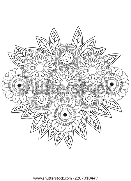 Design Flower Outline Element Coloring Page Stock Vector (Royalty Free ...