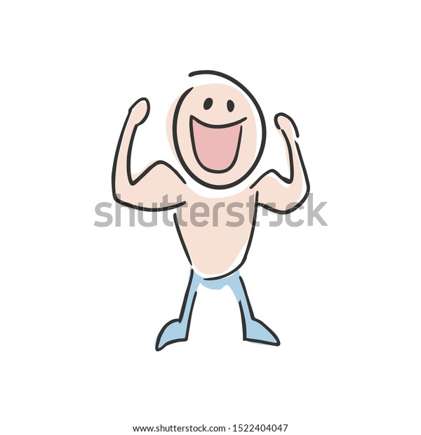 Design Funny Muscle Man Drawing Stock Vector (Royalty Free) 1522404047 ...