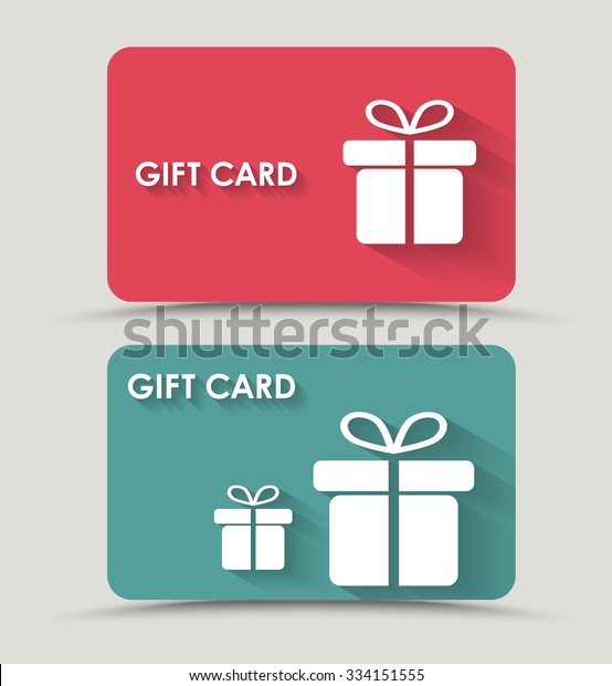 Design gift card with a box in a flat style. Vector illustration. Set
