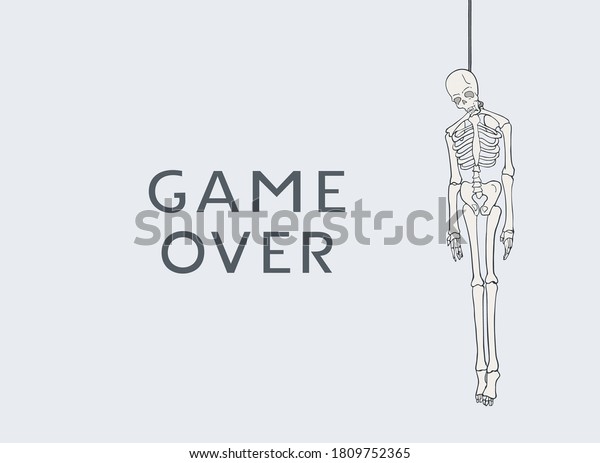 Design Hanged Skeleton Illustration Game Over Stock Vector (Royalty ...