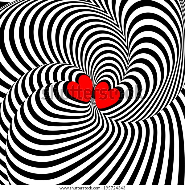 Design Hearts Twisting Movement Illusion Background Stock Vector ...