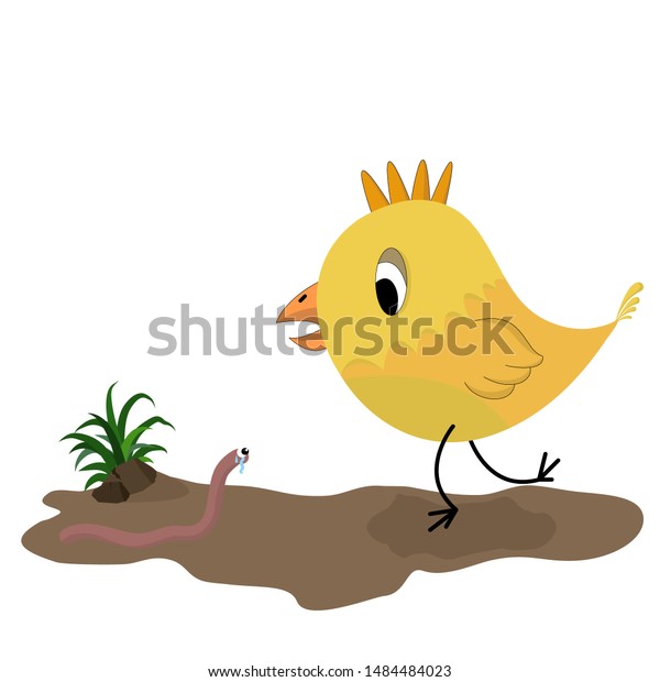Design Illustration Chicken Worm Character Stock Vector (Royalty Free ...