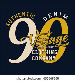 Design Letters Numbers Authentic Denim Vintage Stock Vector (Royalty ...
