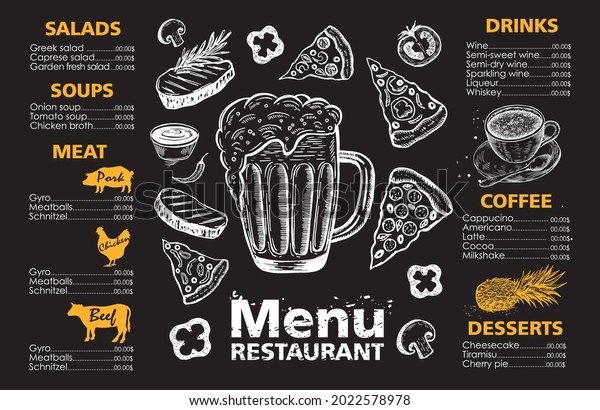 Design Menu Template Restaurant Sketch Illustration Stock Vector ...