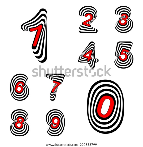 Design Numbers Set Striped Waving Line Stock Vector (Royalty Free ...