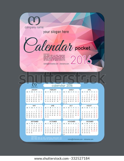 Design Pocket Calendar 2016 Vector Templates Stock Vector (Royalty Free ...