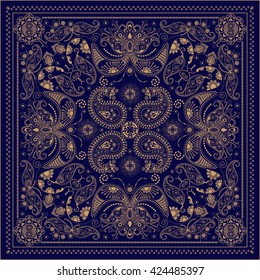 Design Square Pocket Shawl Textile Paisley Stock Vector (Royalty Free ...