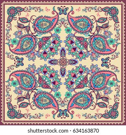 Design Square Pocket Shawl Textile Traditional Stock Vector (Royalty ...