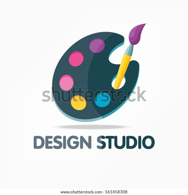 Design Studio Icons Palette Brushes Vector Stock Vector (Royalty Free ...