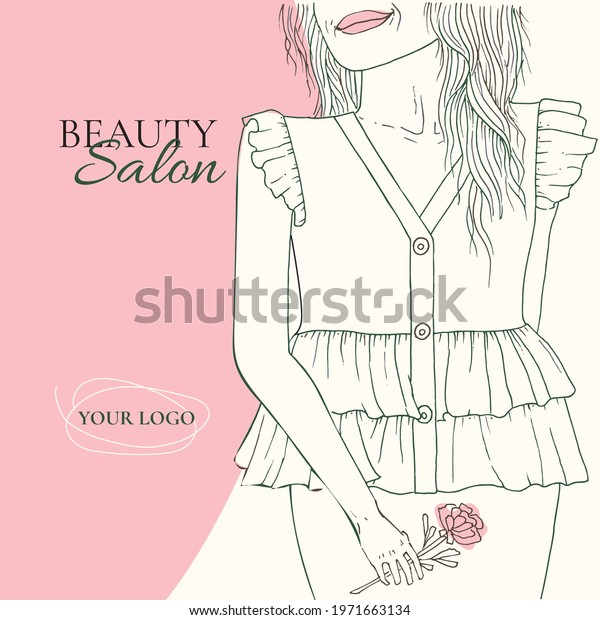 Design Template Beauty Salon Line Art Stock Vector (Royalty Free ...