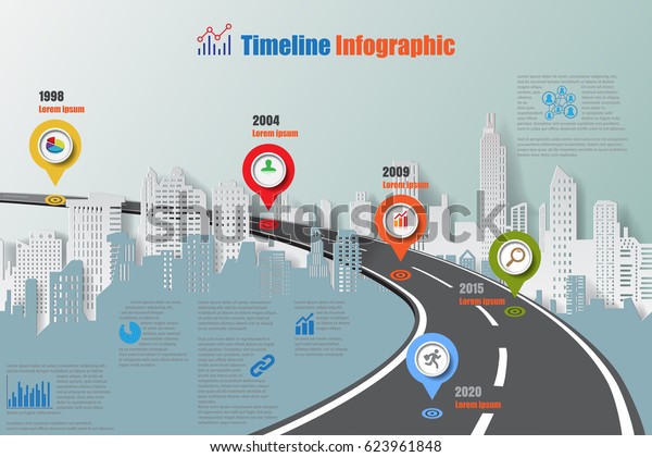 Design Template City Timeline Infographic Vector: vector de stock ...