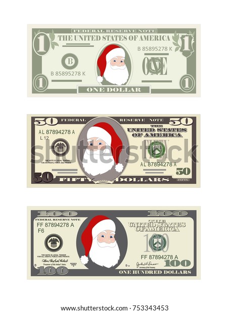Design Template Dollars Bill Santa Claus Stock Vector (Royalty Free ...