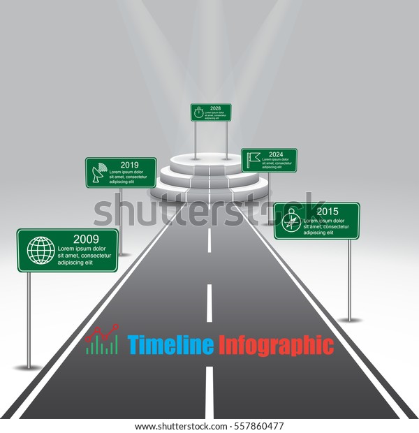 Design Template Illuminated 3d Timeline Infographicsempty Stock Vector ...