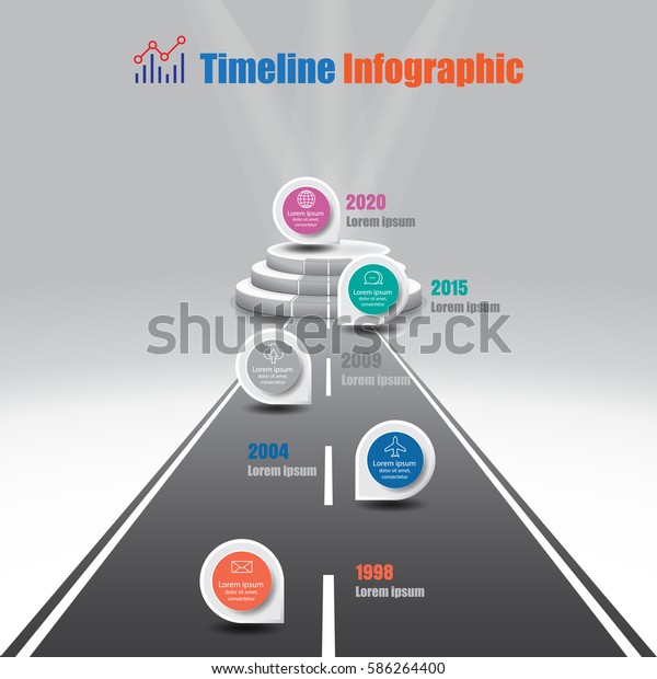 Design Template Illuminated 3d Timeline Infographicsempty Stock Vector ...